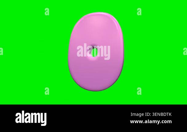 Cute pink 3d number cartoon character collection with big eyes on green ...