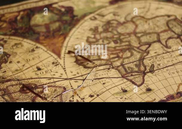 Close up of an old vintage map with map markings and directions Stock ...