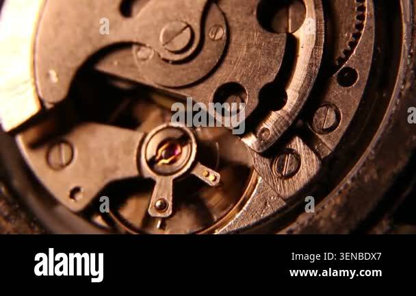 Old Classic Watch Works and automatic movement functioning Stock Video ...