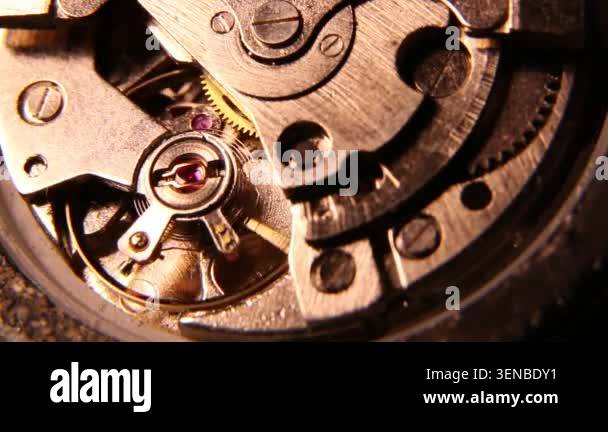Old Classic Watch Works and automatic movement functioning Stock Video ...