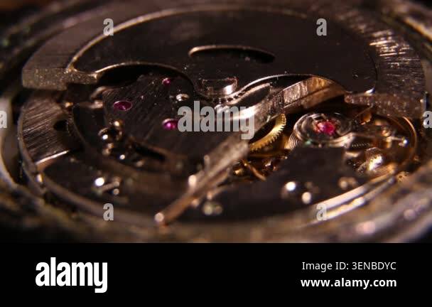 Old Classic Watch Works and automatic movement functioning Stock Video ...