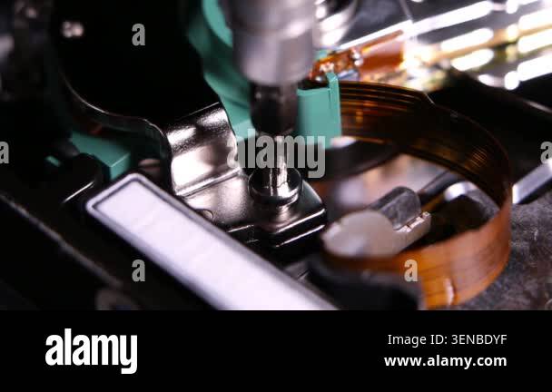 Close up of a hard disk internals Stock Video Footage - Alamy