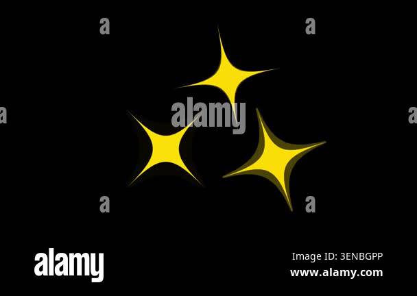 Twinkling stars animation, yellow cartoon, doodles style stars blinking ...