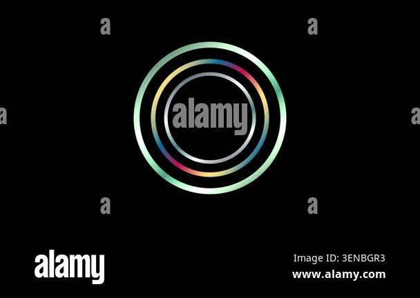 Colorful circle spinning simple loop background. rotating color ring on ...