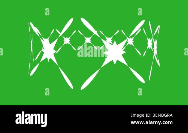 rotating white stars sparkle on the green screen background. shiny ...