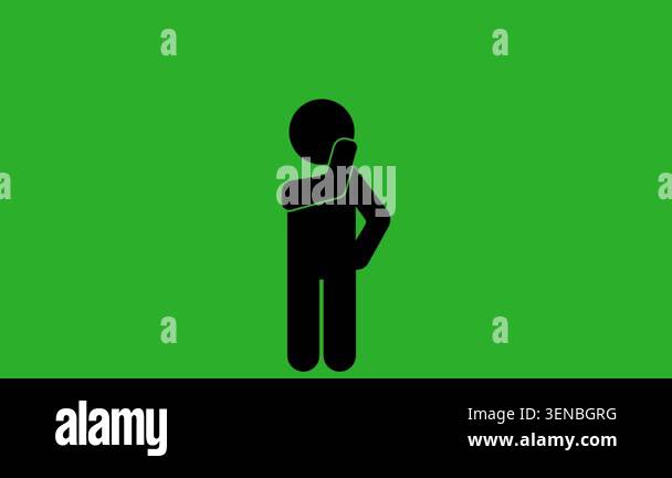 Animated confused man icon with alpha channel green screen. black icon ...