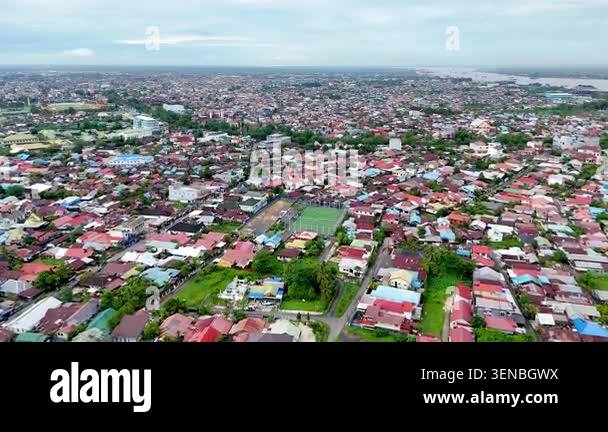 Drone aerial photograph of a densely populated residential area in ...