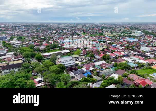 Drone aerial photograph of a densely populated residential area in ...