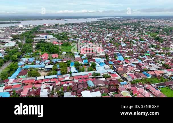 Drone aerial photograph of a densely populated residential area in ...