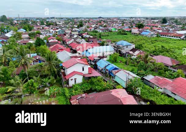 Drone aerial photograph of a densely populated residential area in ...