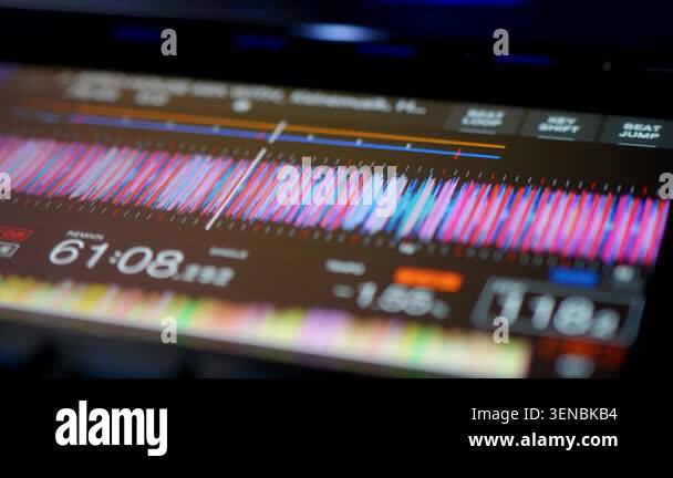 Close Up Of DJ Controller Screen Displaying Audio Waveform ...