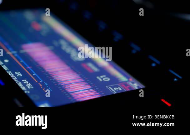 Close Up Of DJ Controller Screen Displaying Audio Waveform ...