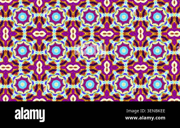 Animated ornament mandala oriental colorful pattern tile repetition ...