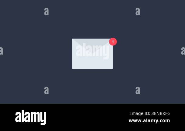 Minimalist flat design illustration of an envelope icon with a single ...