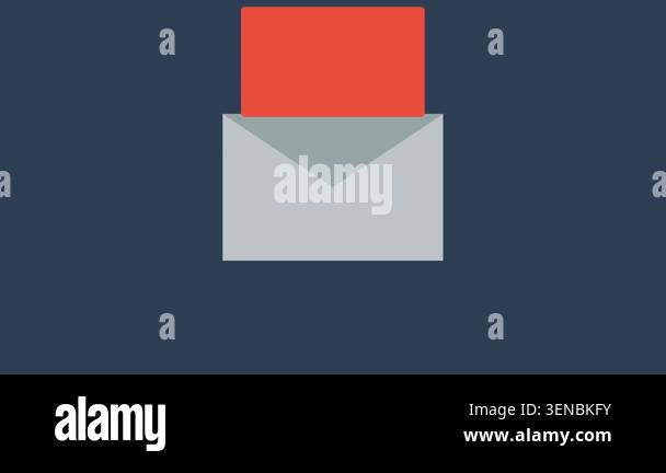 Simple flat design illustration of an open envelope with an orange flap ...