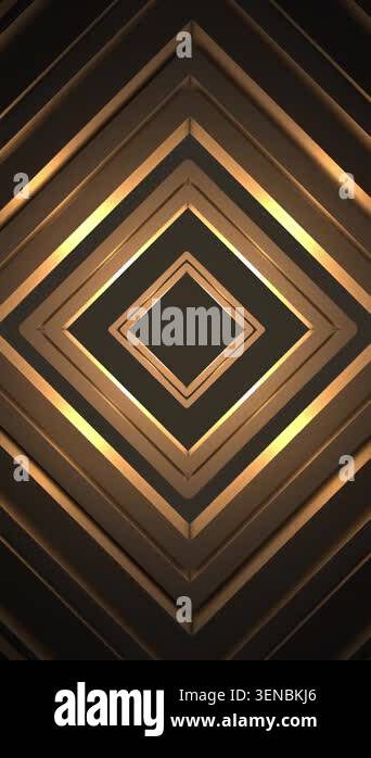 Vertical luxury gold diamond geometry in 4K 60fps loop, glowing metal ...