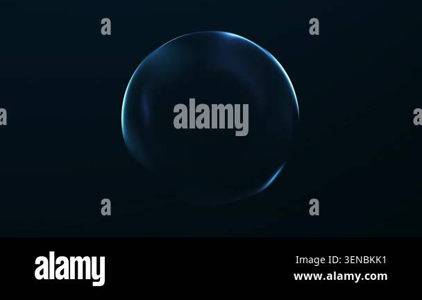 Dark blue minimal sphere, 4K 60fps motion, soft cyan glow, premium ...