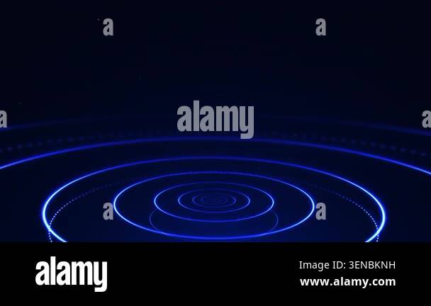 Futuristic blue neon concentric rings in 4K 60fps seamless loop, dark ...
