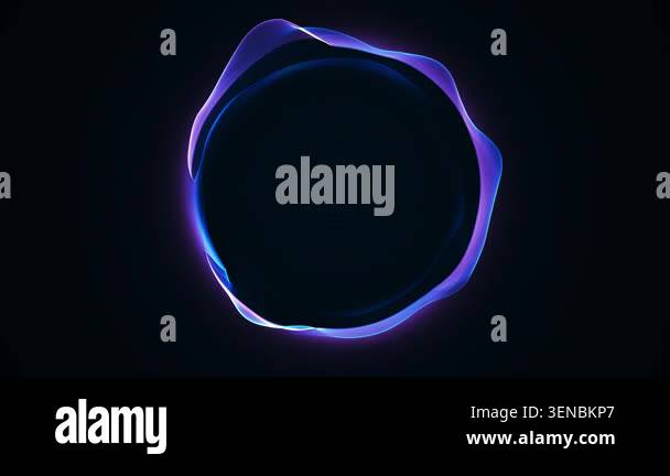Blue and purple neon orb ring, 4K 60fps motion, smooth wave light, dark ...