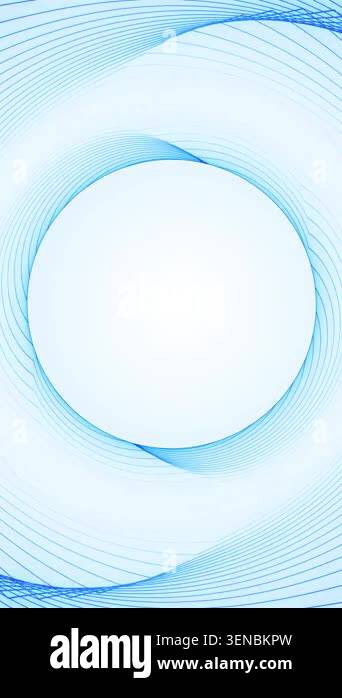Vertical clean blue circular frame in a 4K 60fps seamless loop, flowing ...