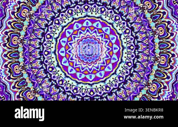 Ornate mandala loop background. Seamless Multicolor Kaleidoscope Flower ...