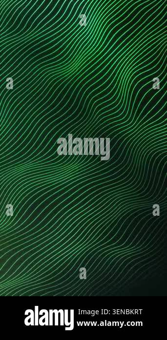 Vertical green topographic wave lines, 4K 60fps motion, neon contour ...