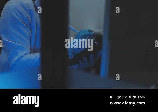 doctor in blue uniform working at the office Stock Video Footage - Alamy