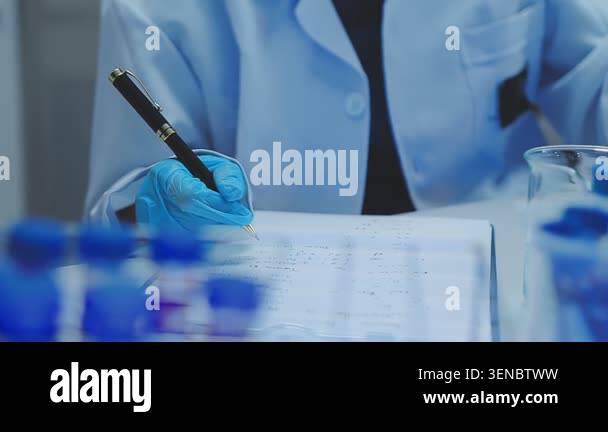scientist working in laboratory with chemical sample Stock Video ...
