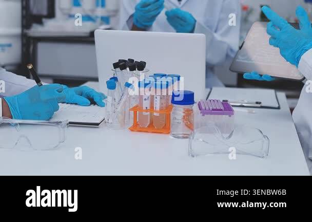 scientist in laboratory with chemical samples Stock Video Footage - Alamy