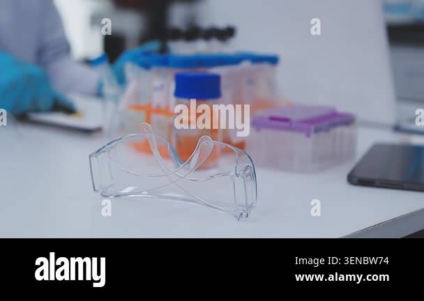 medical research and development in laboratory. close up Stock Video ...