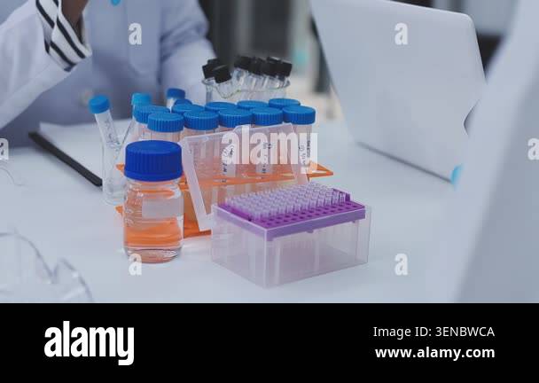 close - up of a laboratory test tube with liquid in a laboratory Stock ...
