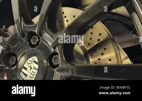 Rome, italy 1 june 2026: detailed close-up of a luxurious porsche ...