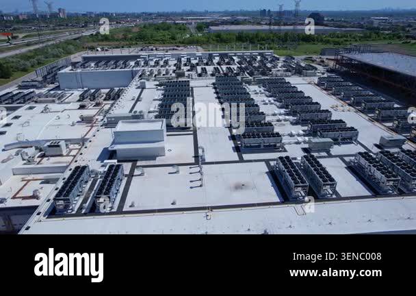 Data center aerial view, cloud storage infrastructure, big data server ...