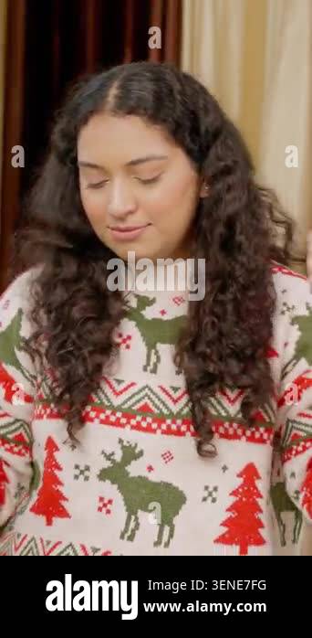 Vertical Video of Indian Woman Dancing in Christmas Party with ...