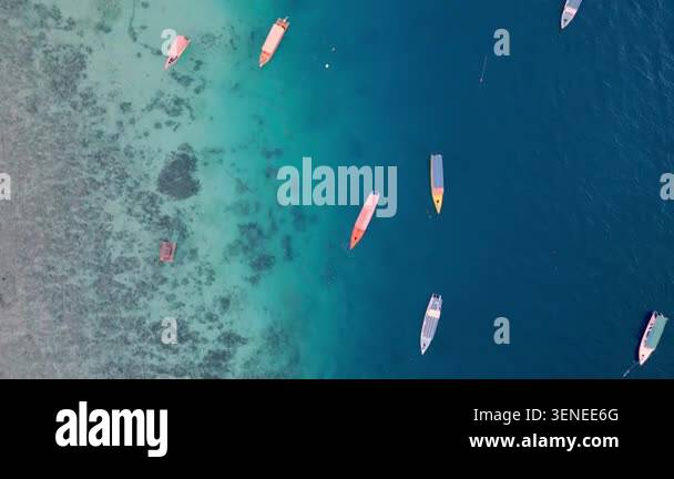 Aerial View on Ocean Boats Floating on Blue Water at Sea Landscape of ...