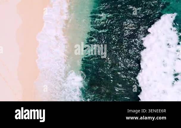 Aerial View on Ocean Waves of Blue Water at Island Landscape of Sea ...