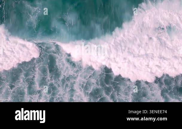 Aerial View on Sea Landscape of Ocean Waves and Blue Water at Crushing ...
