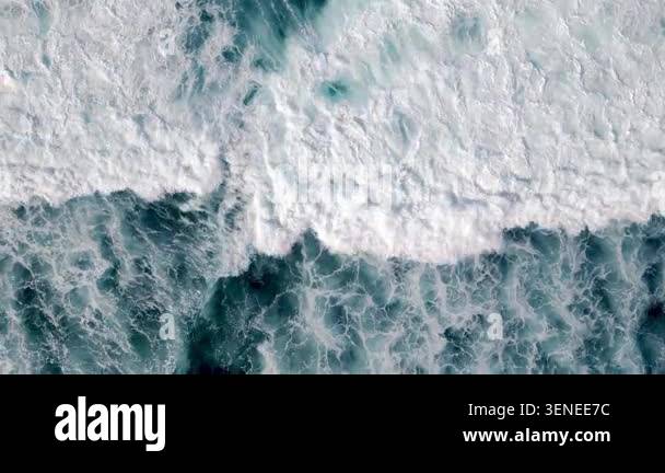 Aerial View on Sea Landscape of Ocean Waves and Blue Water at Crushing ...