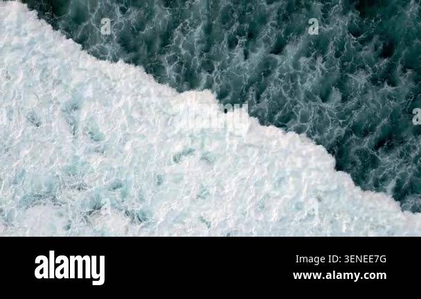 Aerial View on Sea Landscape of Ocean Waves and Blue Water at Crushing ...
