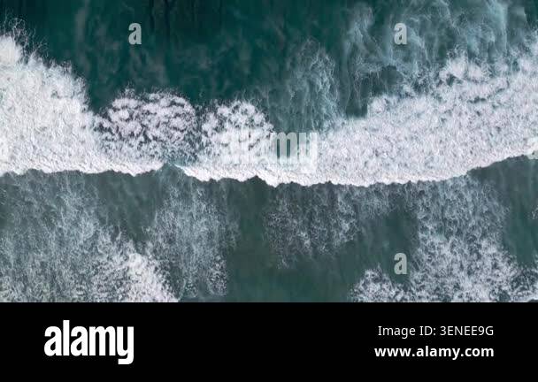 Aerial View on Sea Landscape of Ocean Waves and Blue Water at Crushing ...