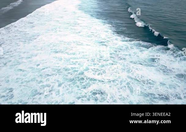 Aerial View on Sea Landscape of Ocean Waves and Blue Water at Crushing ...