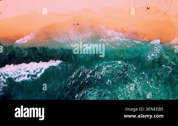Aerial View on Ocean Waves of Blue Water at Island Landscape of Sea ...