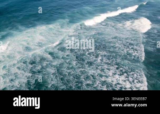 Aerial View on Sea Landscape of Ocean Waves and Blue Water at Crushing ...