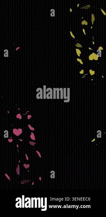 Spiraling Heart Particle Effect on Dark Dot Background Vertical Video ...
