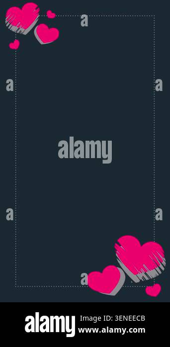 Looping Vertical Background Frame Animation with Vibrant Pink Hearts ...