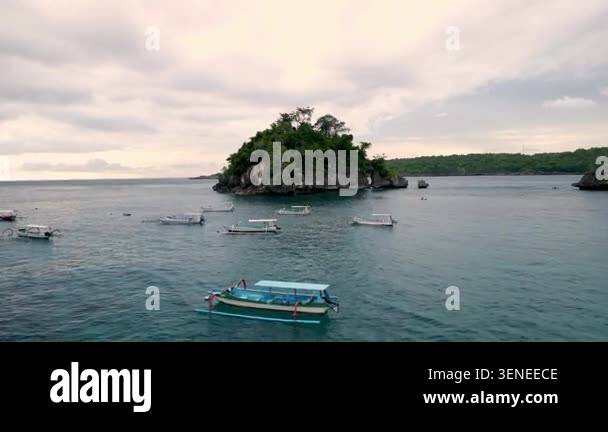 Aerial View of Ocean Boats Floating on Blue Water at Sea Landscape of ...