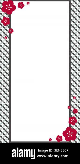 Elegant Japanese Shippo Pattern Frame with Rotating Plum Blossoms ...