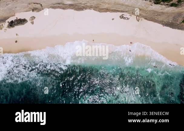 Aerial View on Ocean Waves of Blue Water at Island Landscape of Sea ...