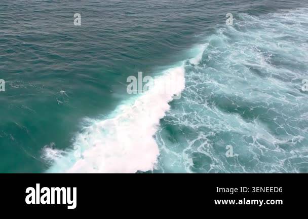 Aerial View on Sea Landscape of Ocean Waves and Blue Water at Crushing ...
