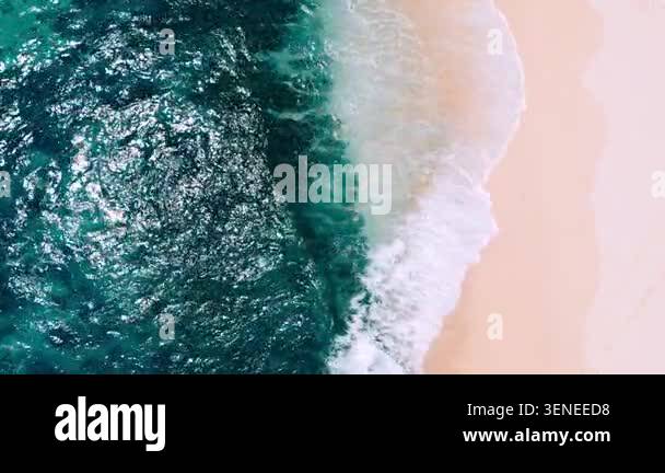 Aerial View on Ocean Waves of Blue Water at Island Landscape of Sea ...
